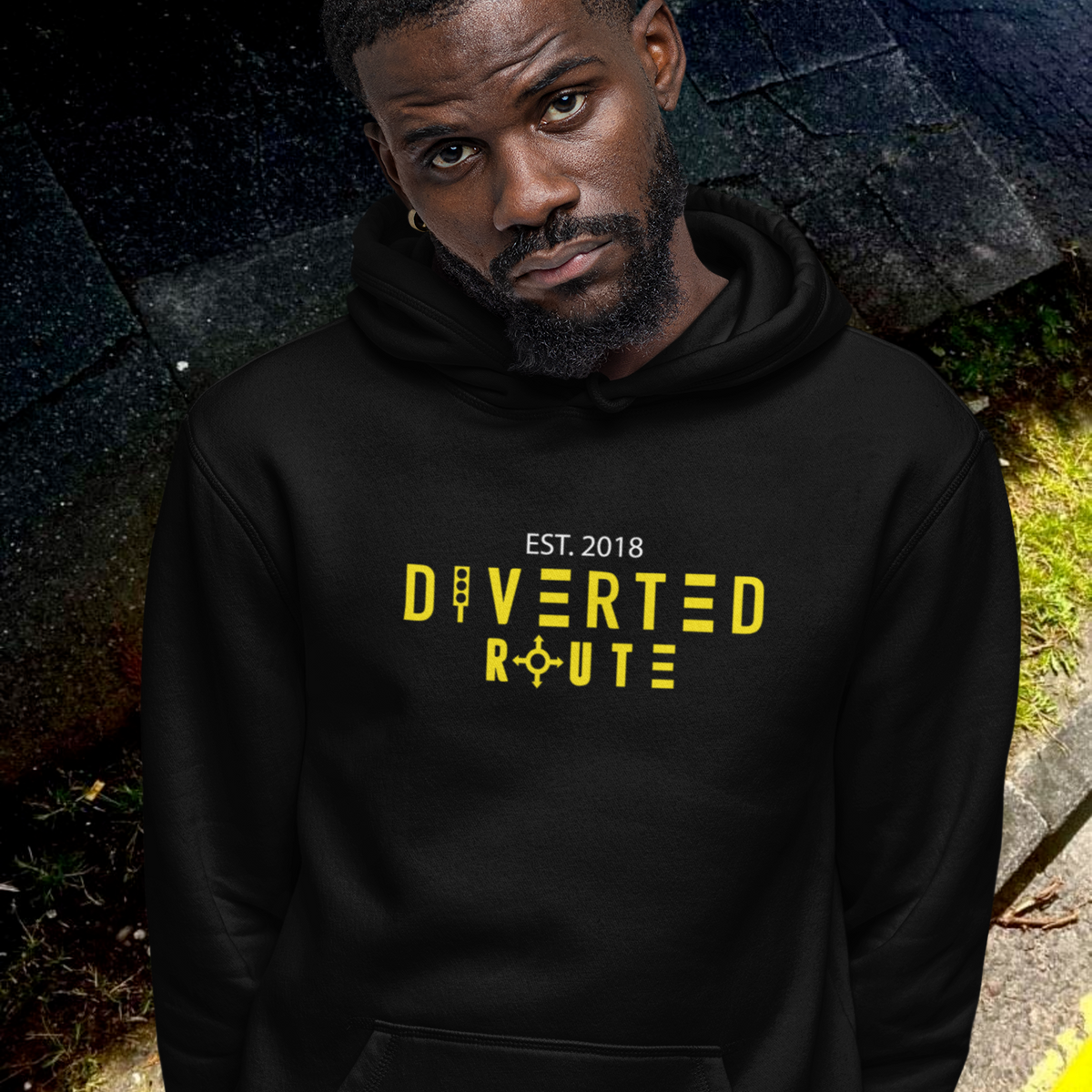 Diverted Route Ltd Unisex Caution Hoody | Unisex Hoody